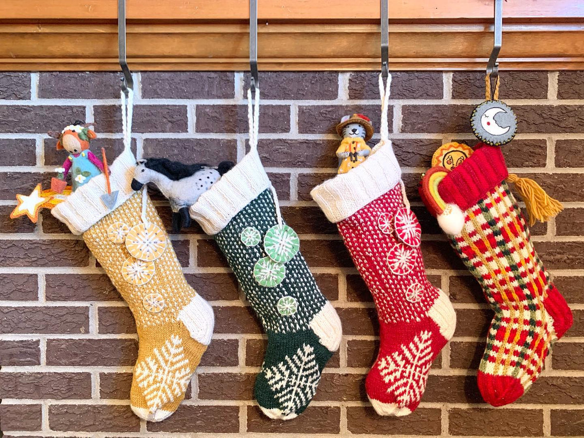 Red Knit Snowflake Stocking – Pine Sky Studio